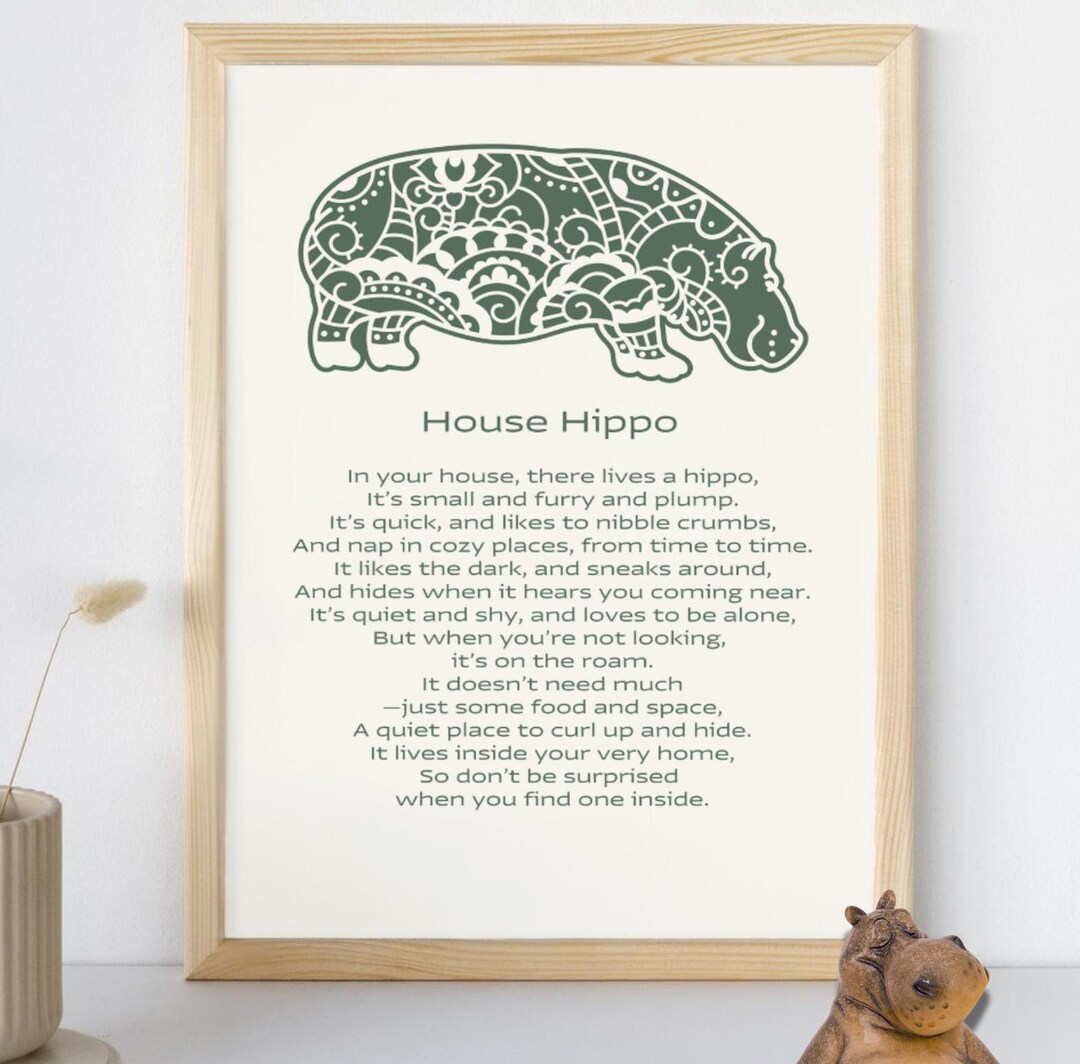 House Hippo Housewarming Card, House Hippo Sign, House Hippo Card ...