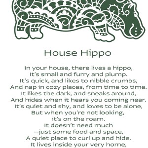 House Hippo Housewarming Card, House Hippo Sign, House Hippo Card ...