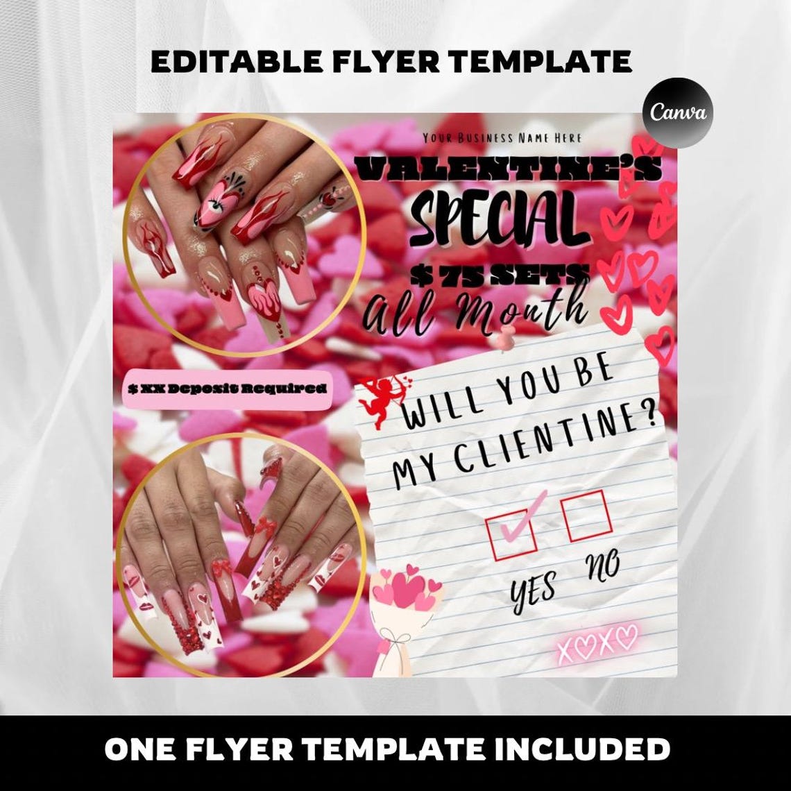 DIY Editable February Flyer Template - Valentine’s Day Nail Lash Makeup ...