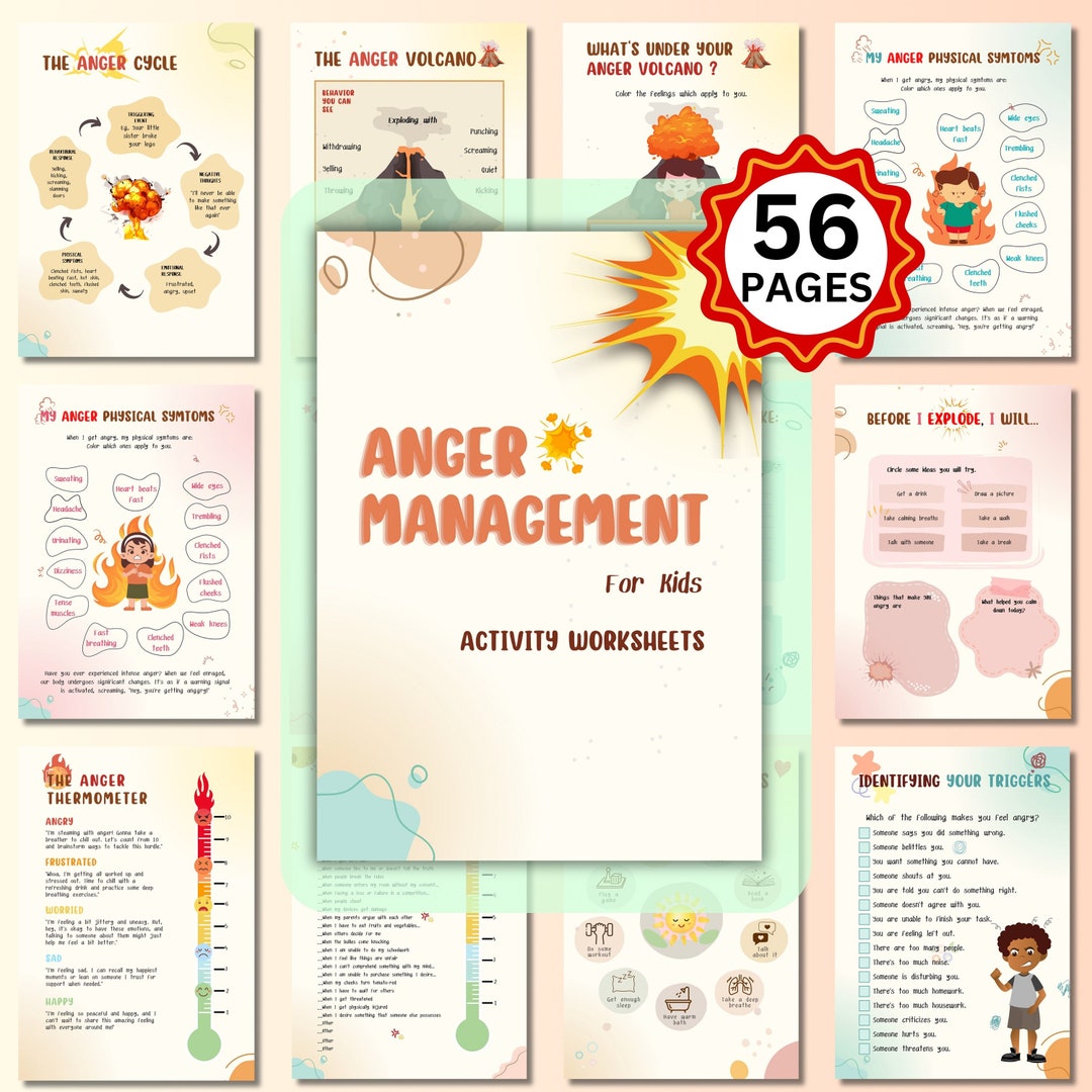 ANGER Management Workbook for Kids, Anger Journal, Anger Iceberg, Anger ...