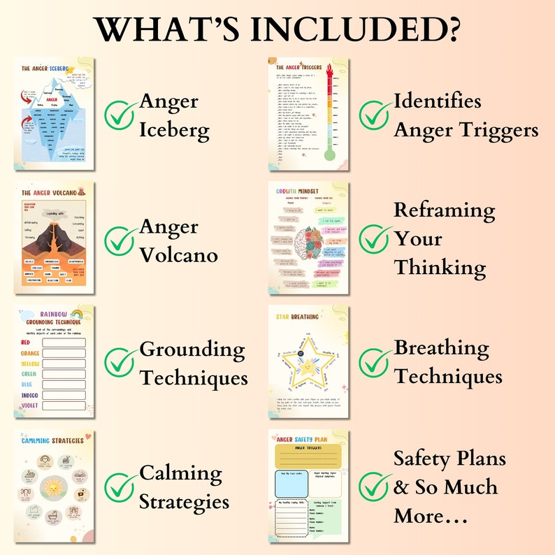 ANGER Management Workbook for Kids, Anger Journal, Anger Iceberg, Anger ...