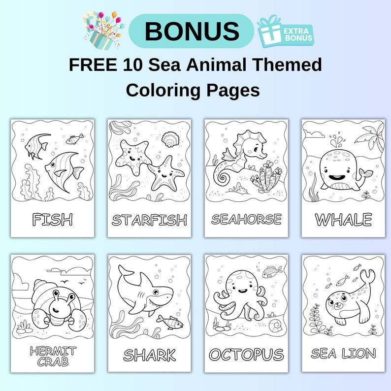 SEA ANIMALS 24 Montessori Cards, Printable Flash Cards for Kids ...