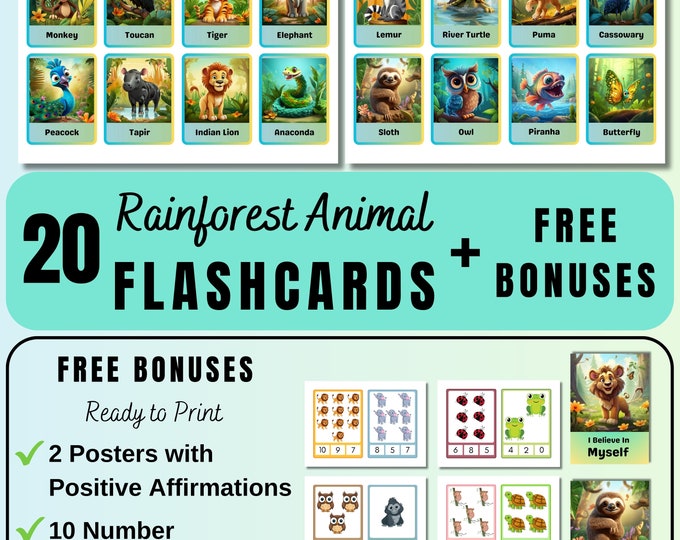 Temperate Forest Animal Printable Flash Cards Learning Tool for ...