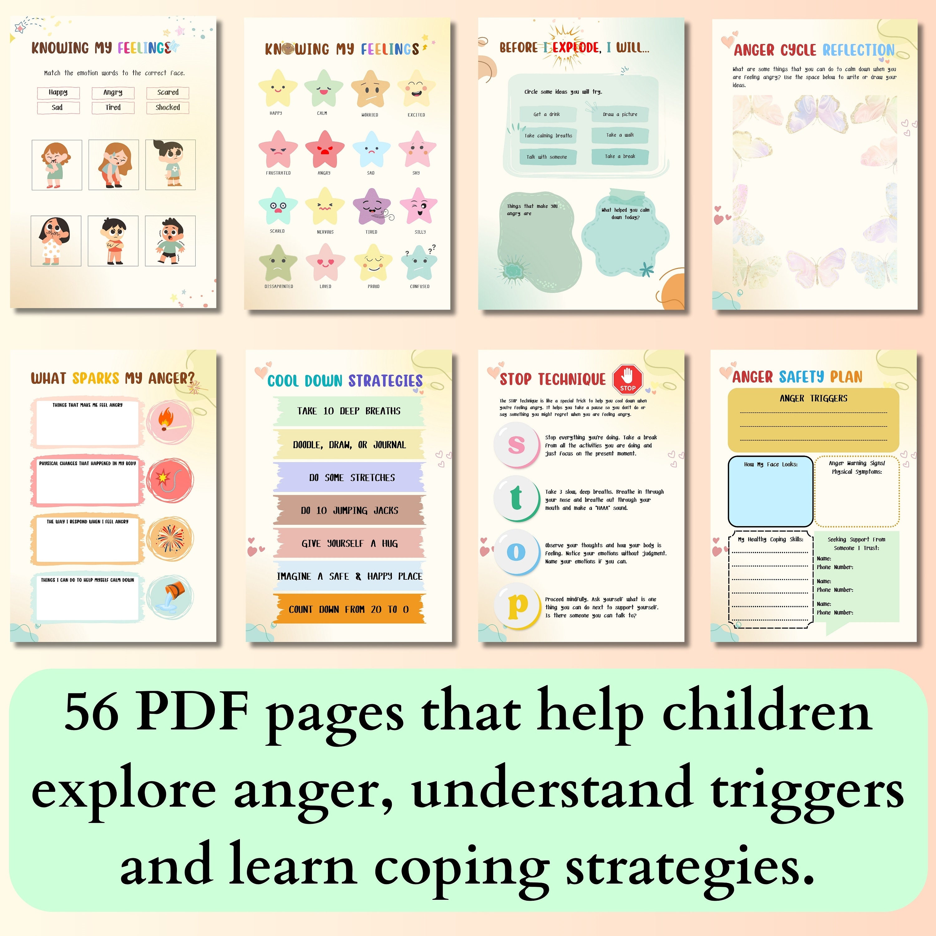 ANGER Management Workbook for Kids, Anger Journal, Anger Iceberg, Anger ...