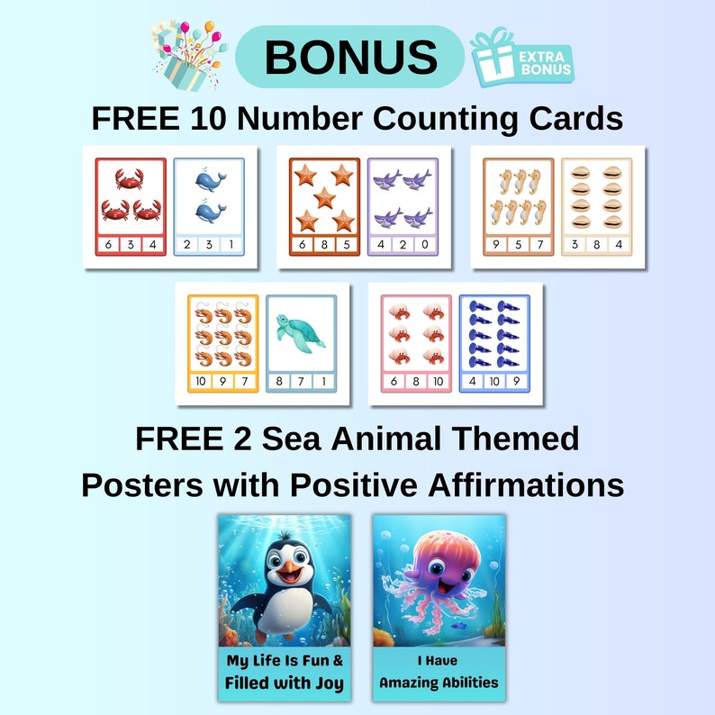 SEA ANIMALS 24 Montessori Cards, Printable Flash Cards for Kids ...