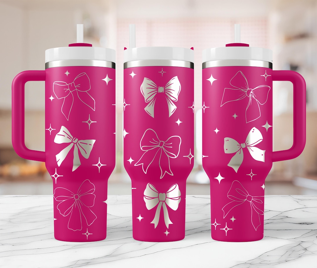 Coquette Bows Laser Tumbler Wrap SVG, Cute Girly Soft Girl Design for ...