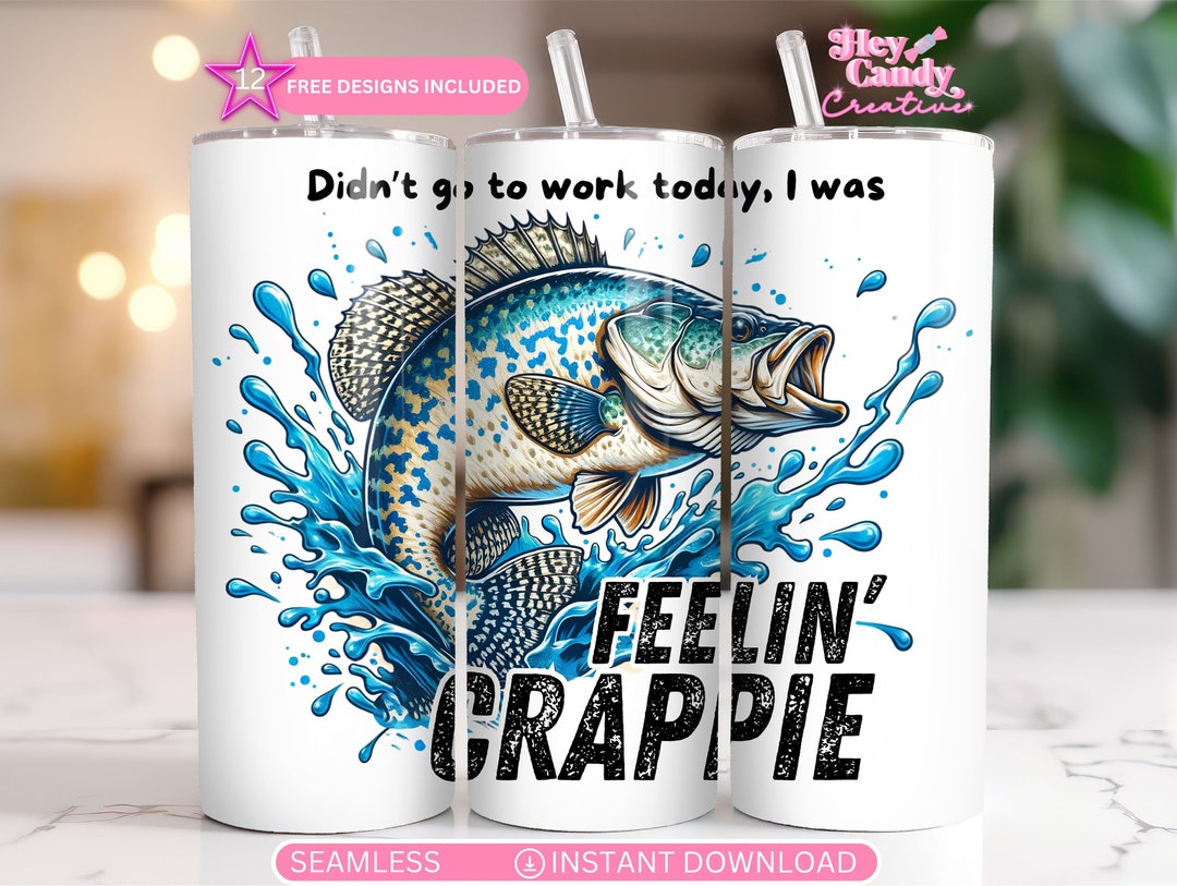 Crappie Fish Tumbler Wrap PNG, 20oz Skinny Sublimation Tumbler Design ...