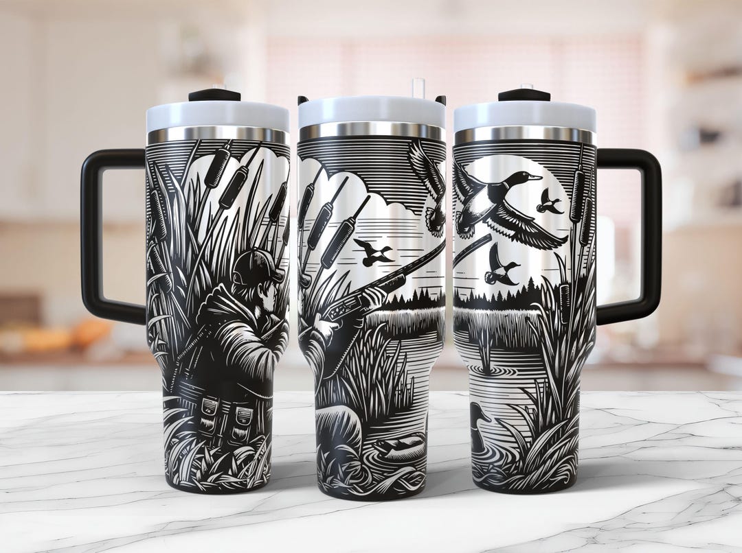 40oz Duck Hunting Laser Tumbler Wrap Svg, Duck Hunter Seamless Full ...