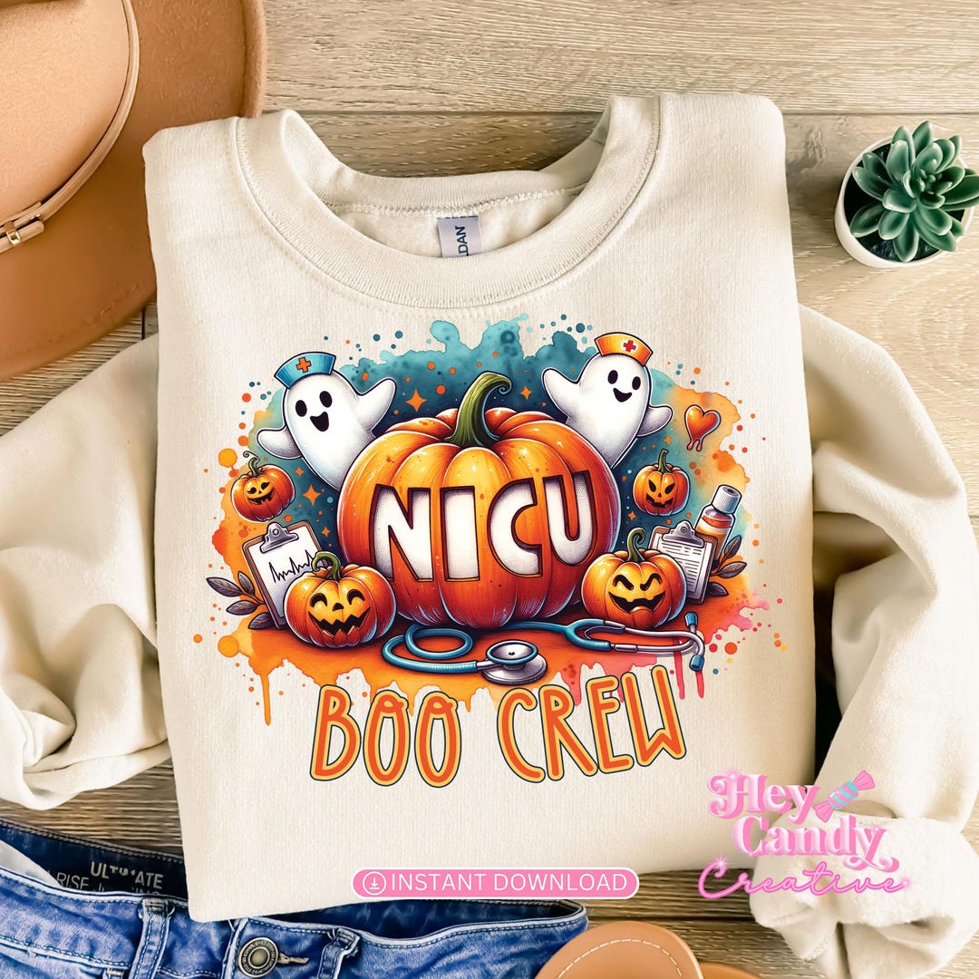 NICU Boo Crew PNG, Funny Halloween Nurse Sublimation or Dtf Design ...