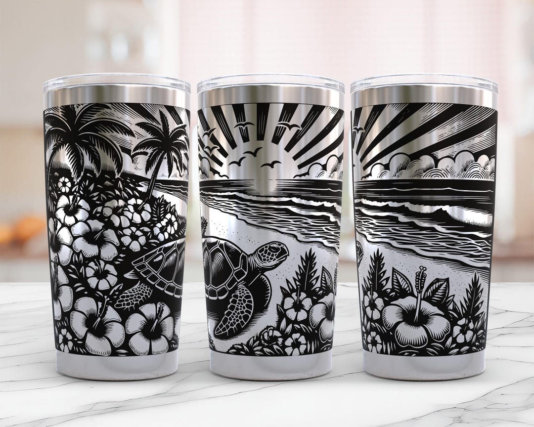 Sea Turtle Tumbler Wrap Laser SVG: Engraved Ocean Design (20oz) - Etsy