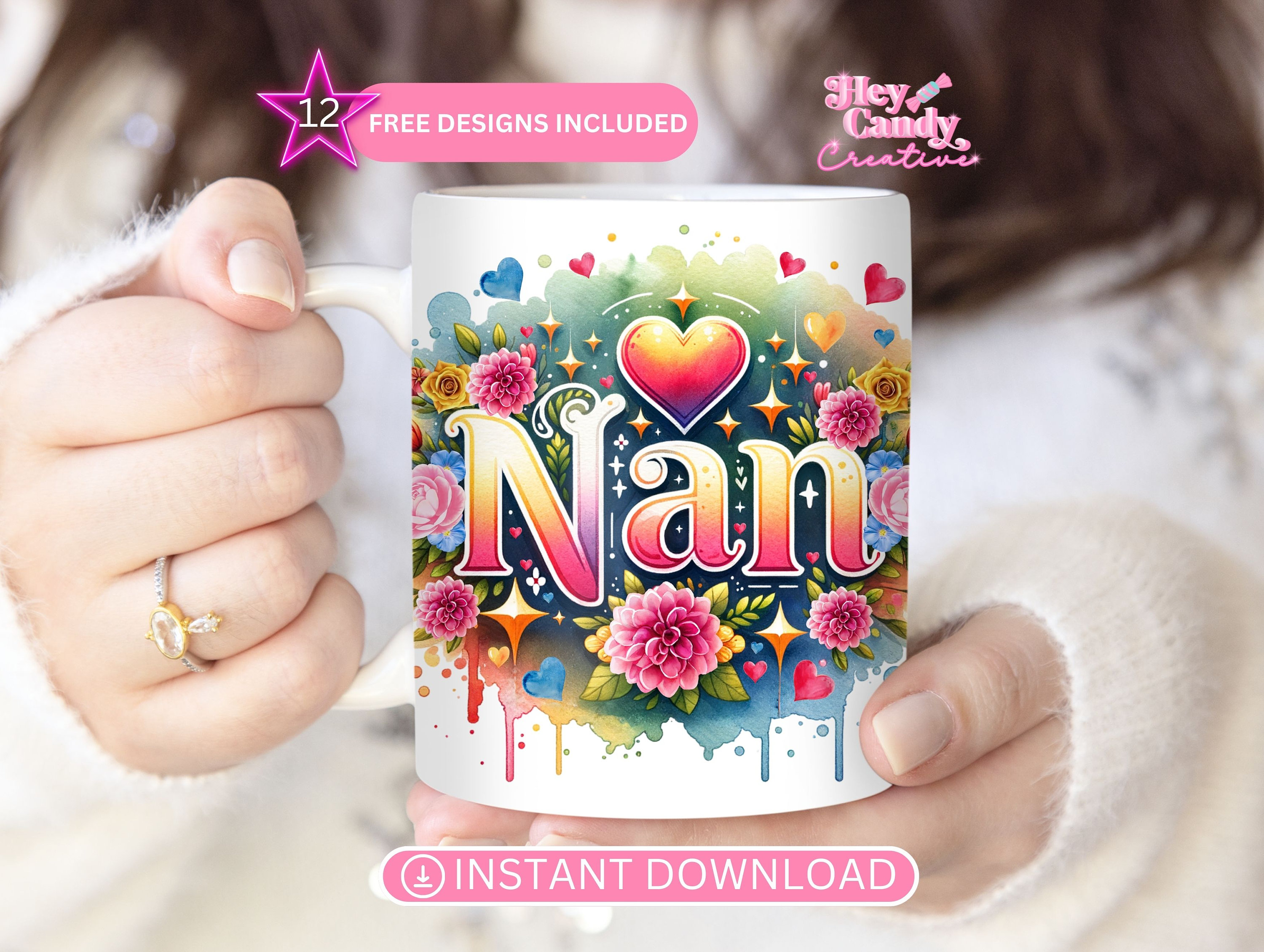 Grandma Mug Wrap PNG Nan Sublimation Mug Wrap 11oz 15oz Mum Mug Wrap ...