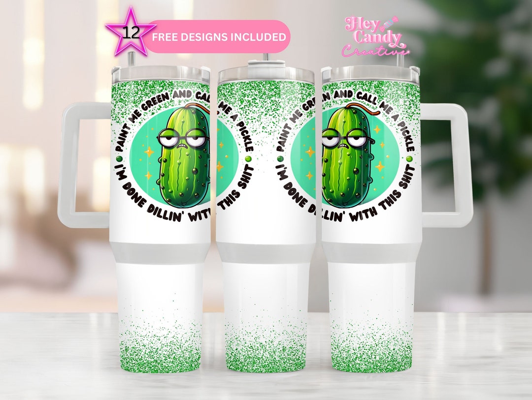 40oz Pickle Tumbler Wrap, 40oz Sarcastic Pickle Sublimation Tumbler ...