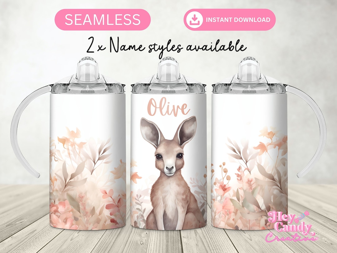 Personalized Kangaroo Sippy Cup PNG: Australian Animal Tumbler Wrap ...