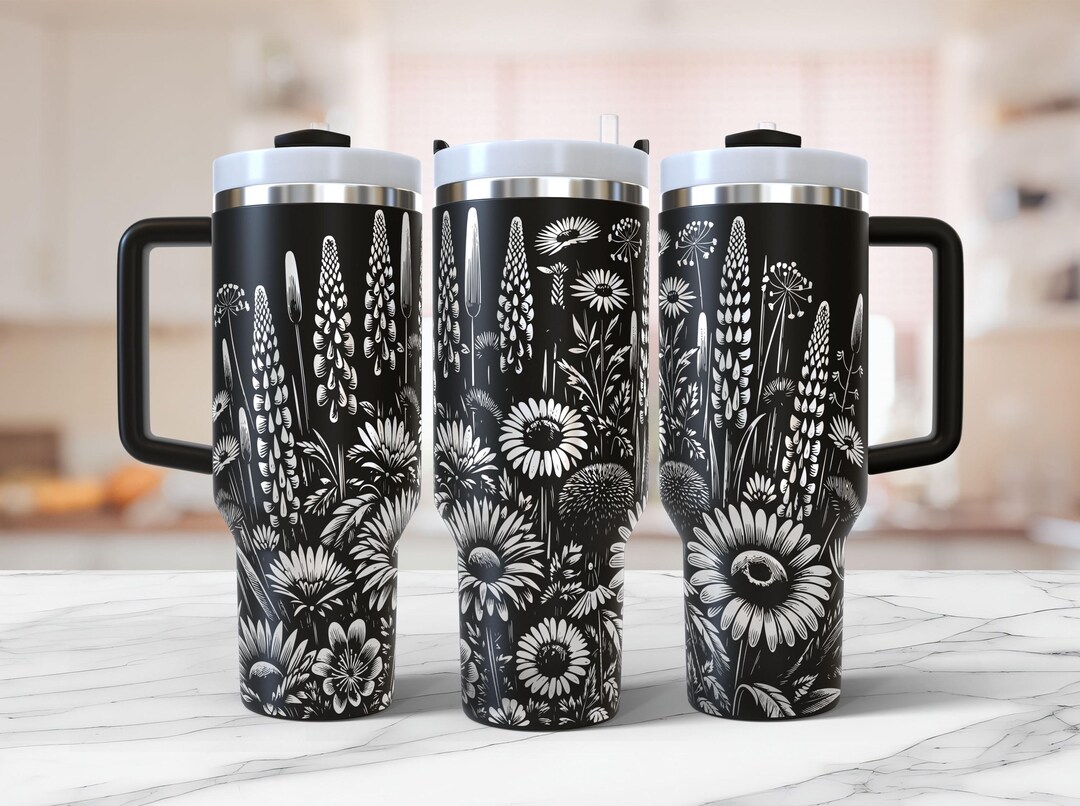 40oz Wildflower Tumbler Wrap Laser Svg, Floral Rotary Laser Engraved ...
