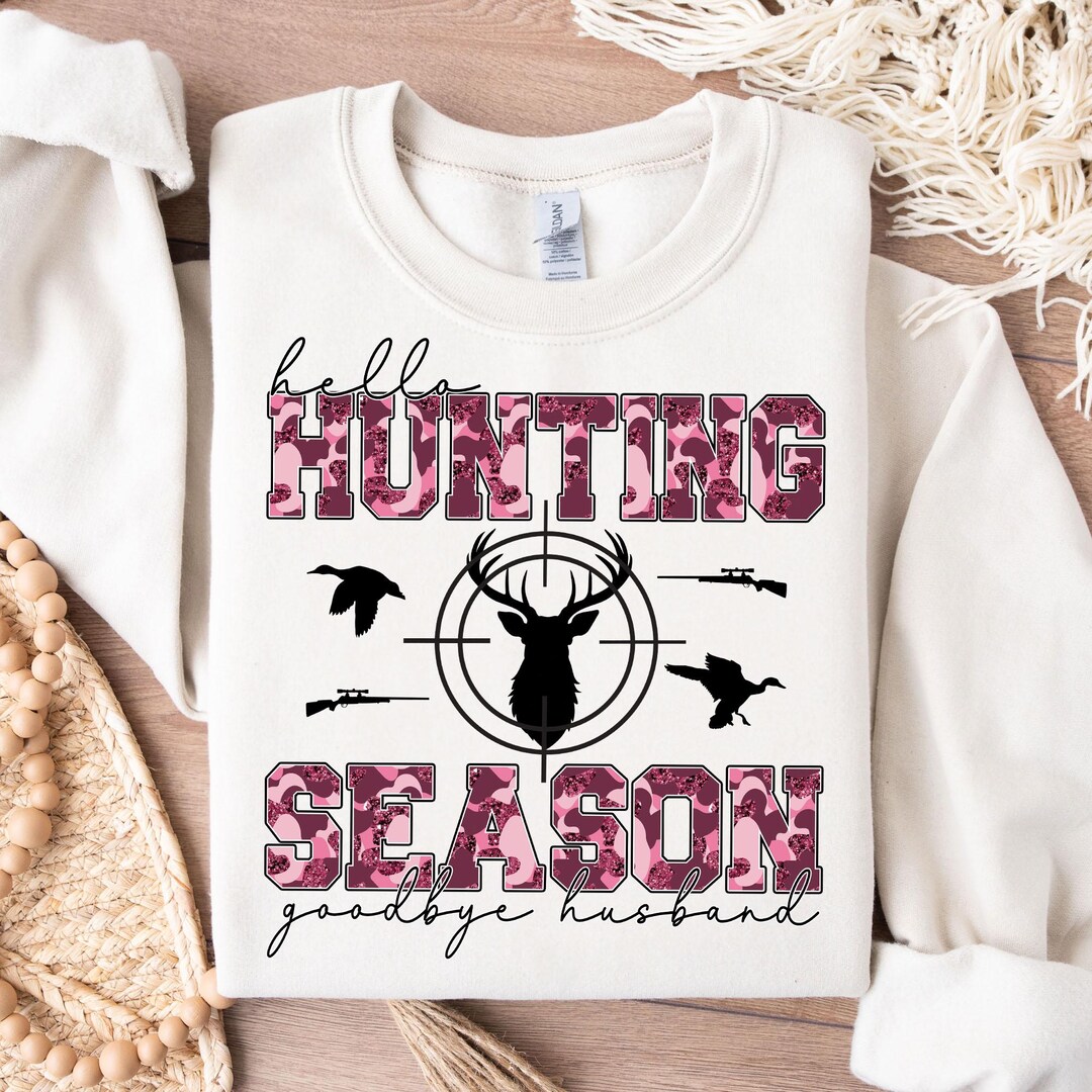 Hello Hunting Season Goodbye Husband Png, Pink Glitter Camo Funny Wife ...