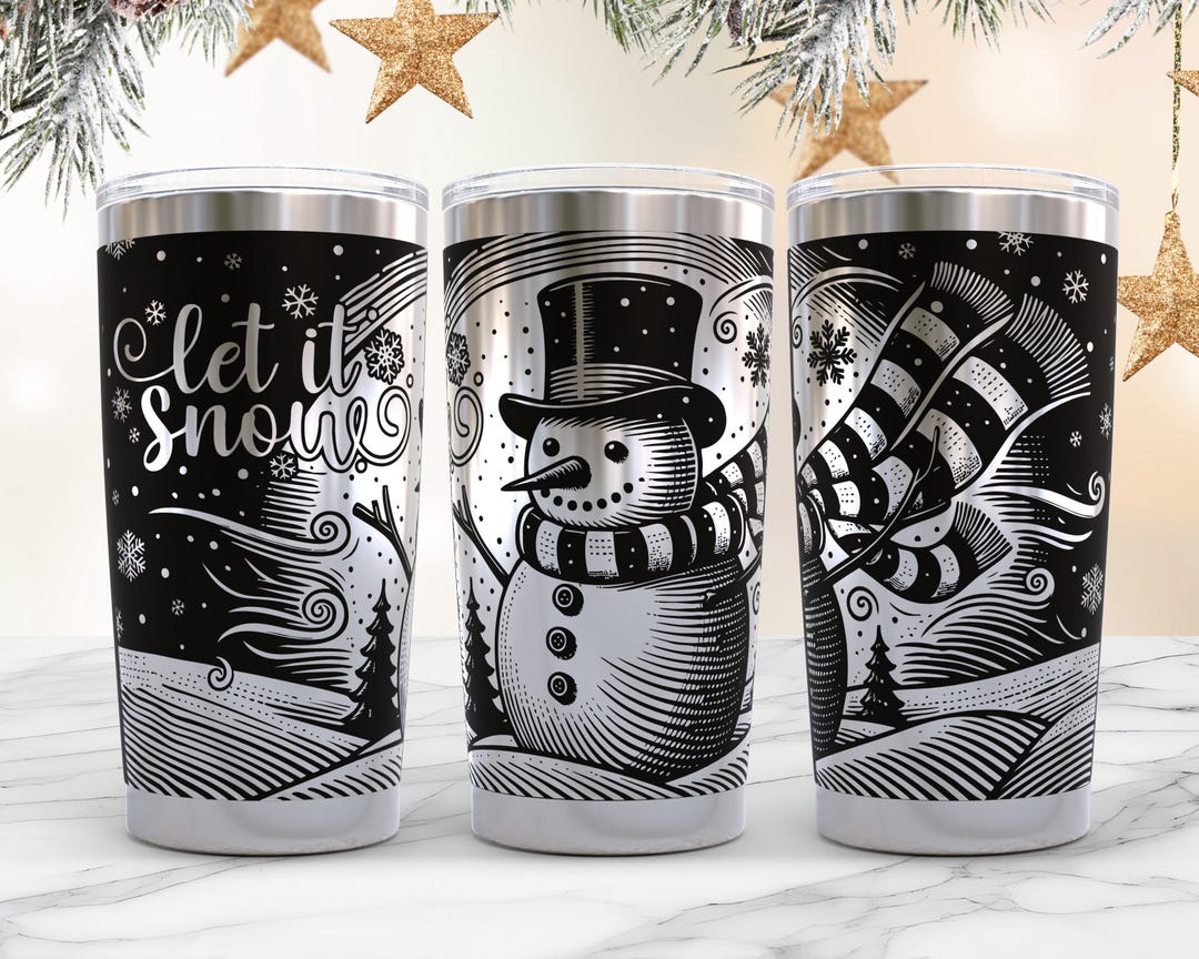 Snowman 20oz Tumbler Wrap Laser File Svg, Let It Snow Xmas Seamless ...