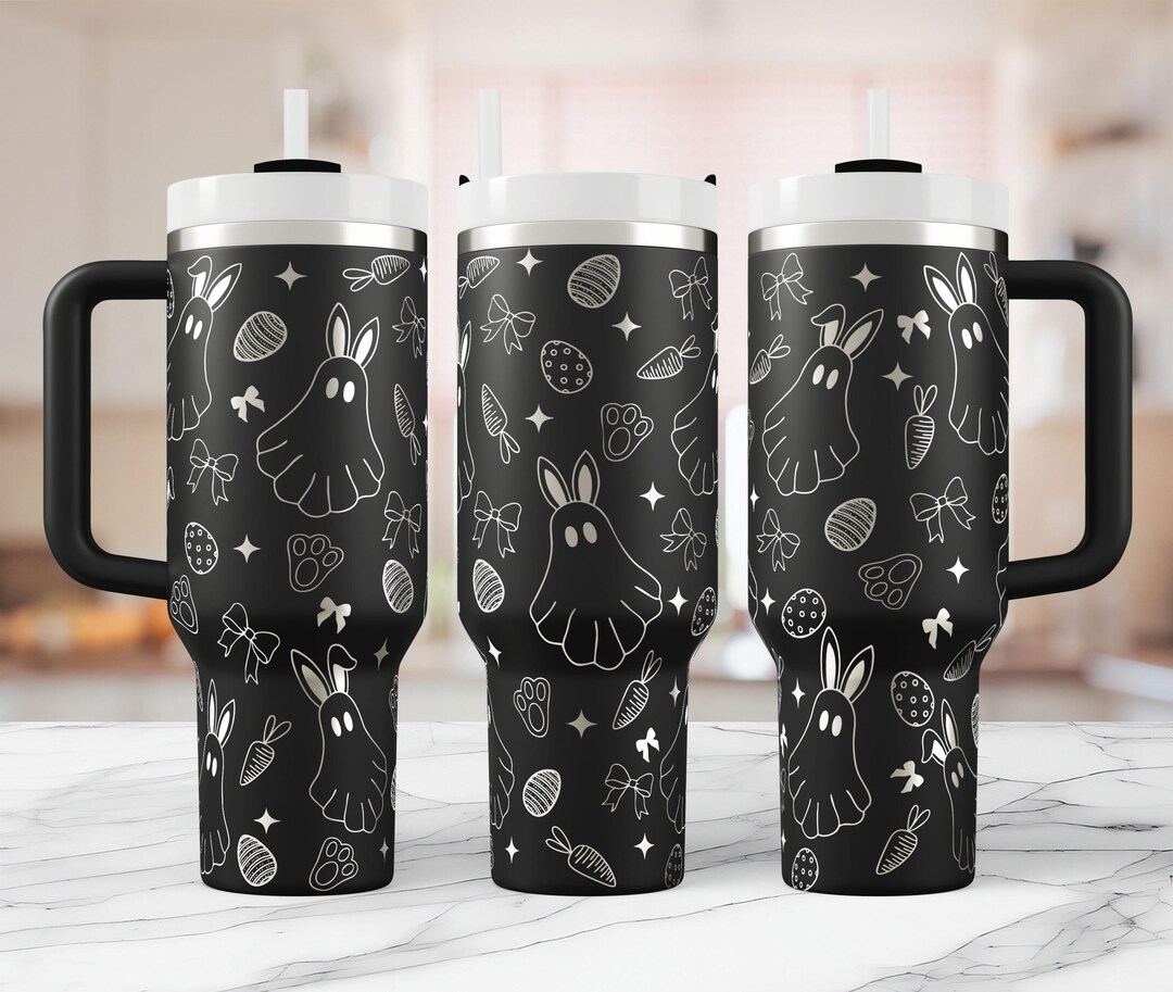 Spooky Easter Ghosts Tumbler Svg, Coquette Easter Ghost Engraved Full ...