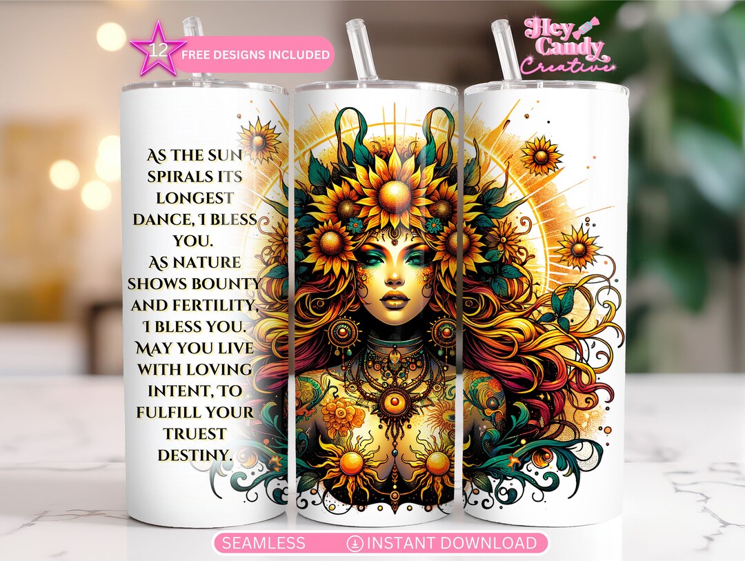Litha Sun Goddess Summer Solstice Tumbler Wrap, Witchy Wiccan 20oz ...