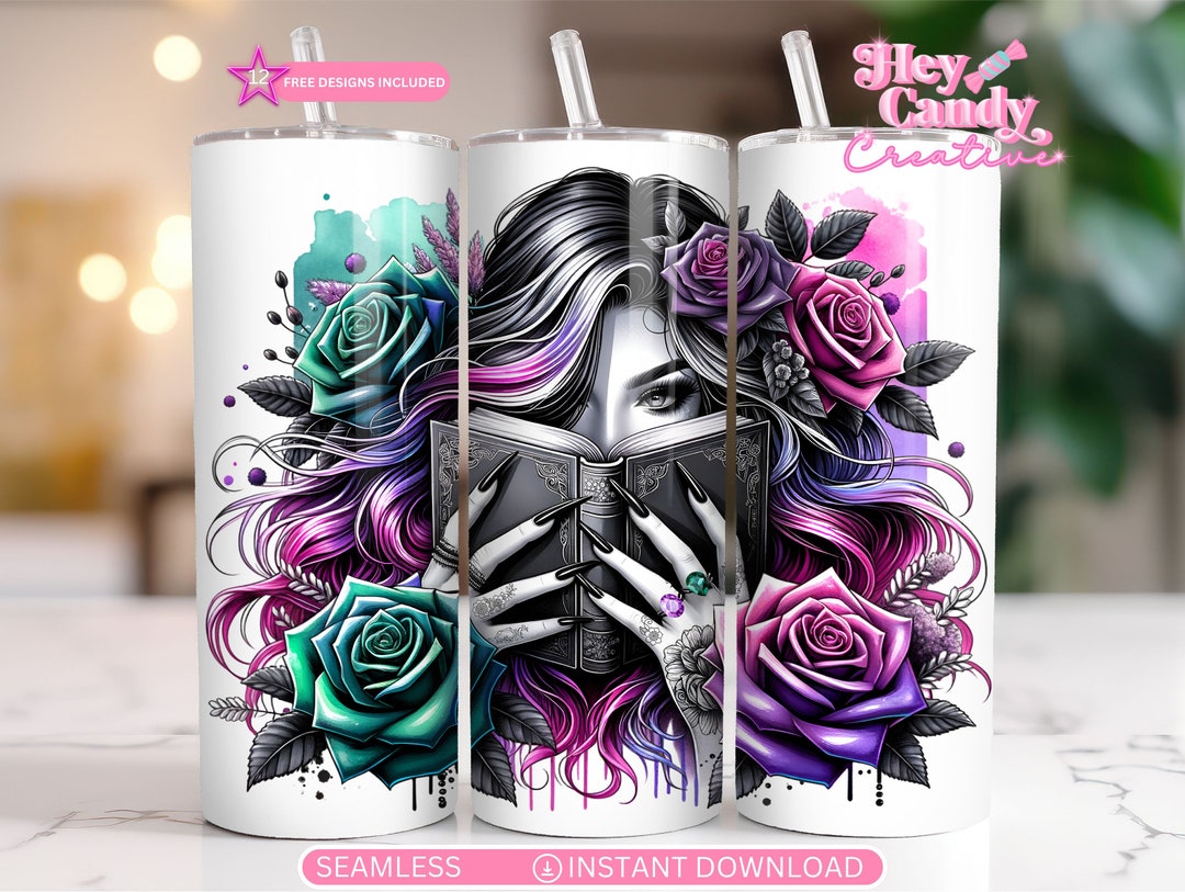 Smutty Book Club Tumbler Wrap: Tattoo Girl Romantasy Design (PNG ...