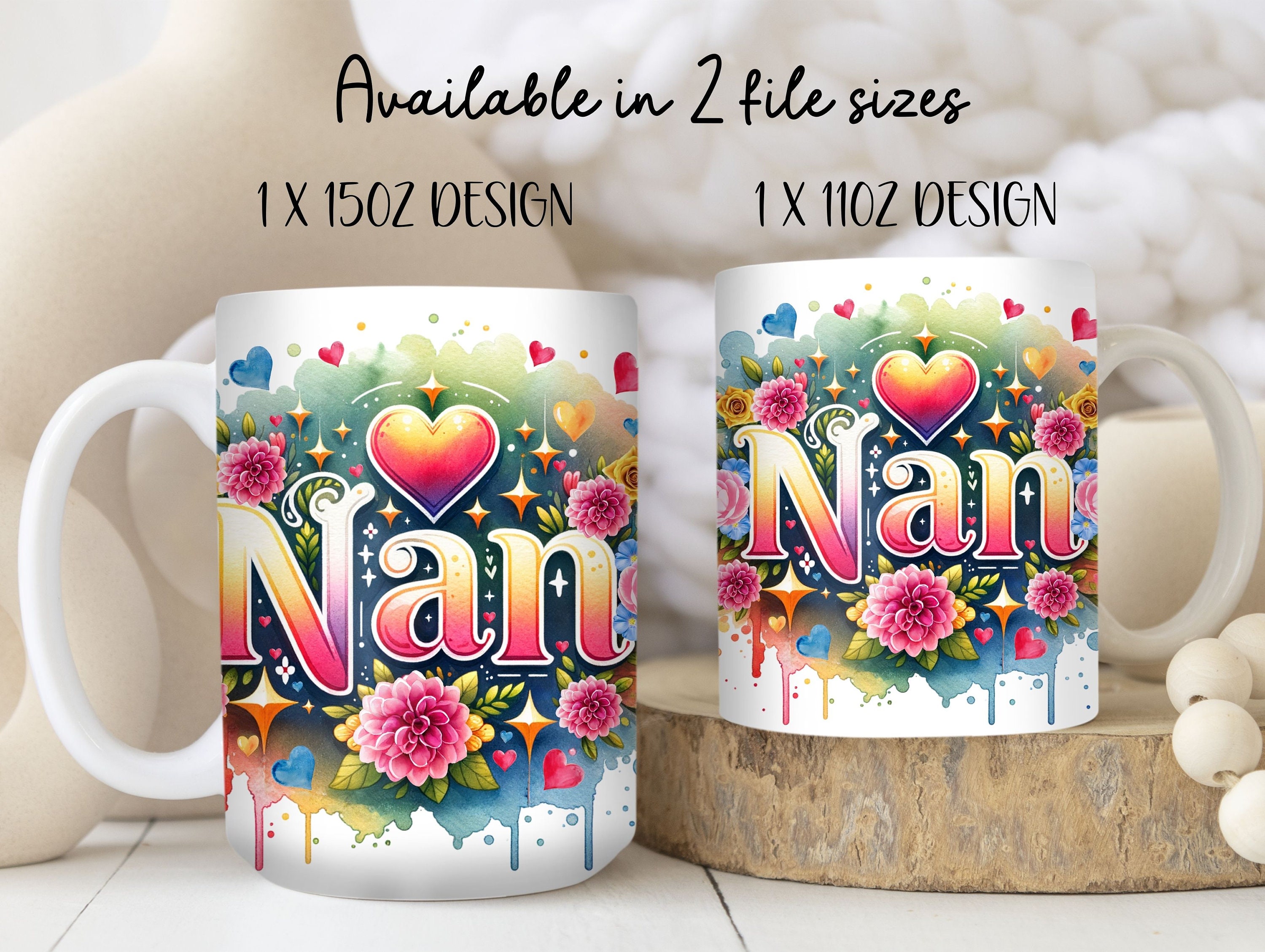 Grandma Mug Wrap PNG Nan Sublimation Mug Wrap 11oz 15oz Mum Mug Wrap ...