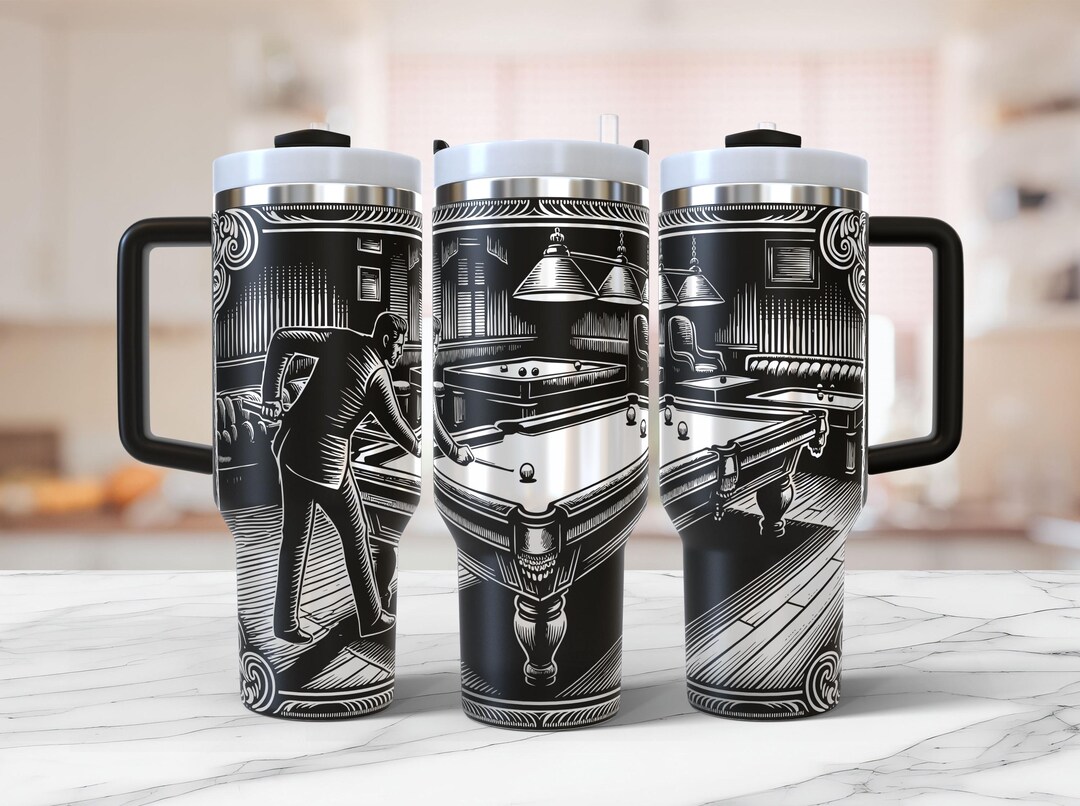 Billiards Tumbler Laser SVG: Pool Player Engraving Design (40oz ...