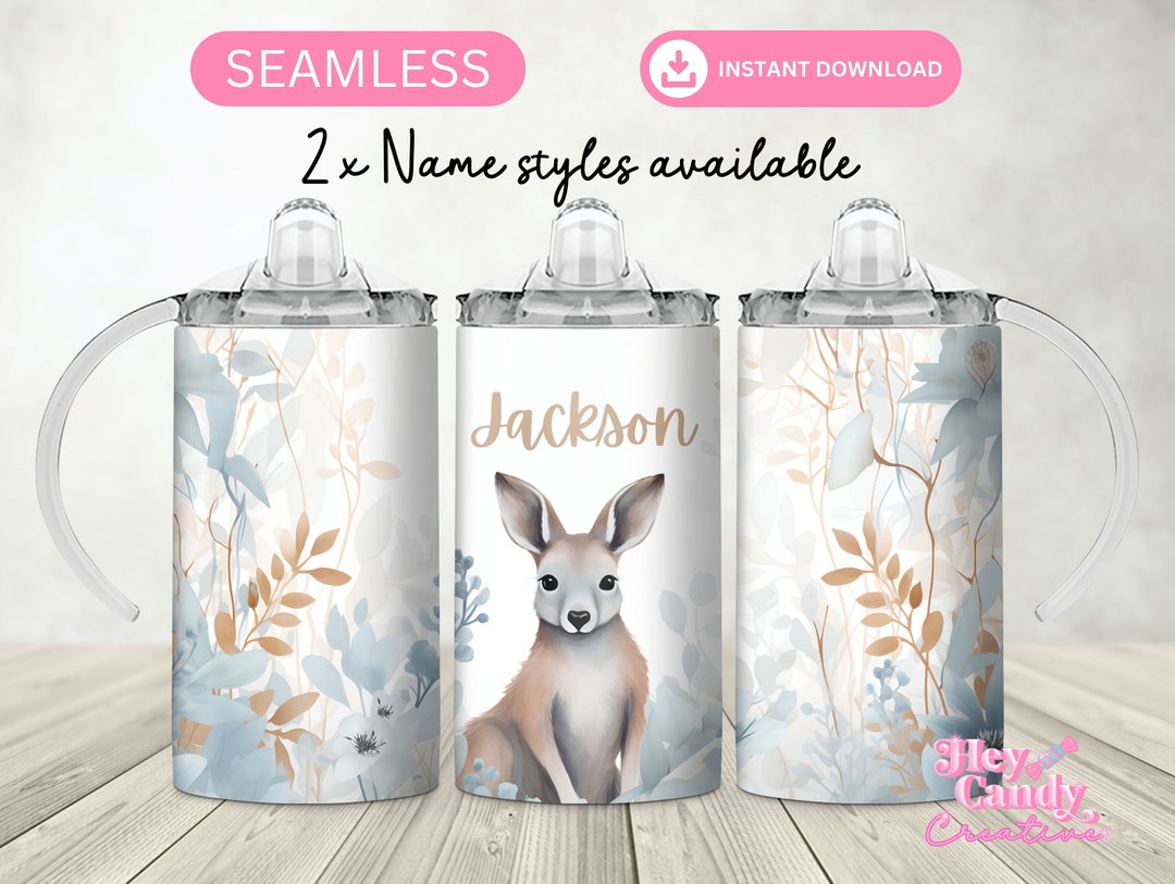 Personalized Kangaroo Sippy Cup Design: Australian Floral Tumbler Wrap ...