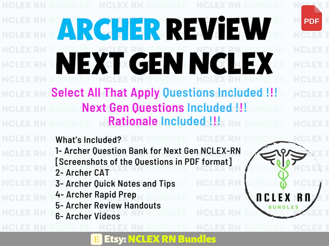Archer Question Bank for Next Gen NCLEX-RN - Etsy