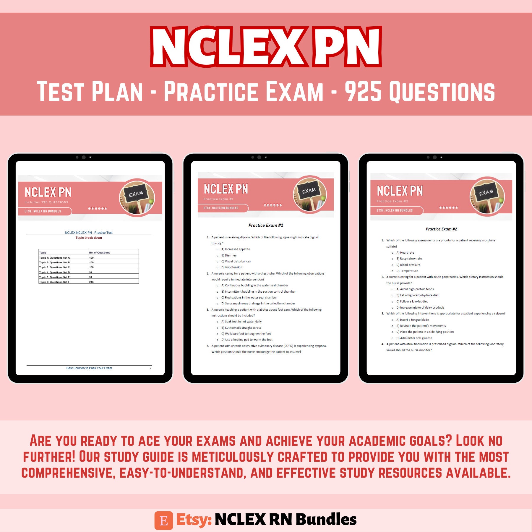 NCLEX PN Test Plan - Practice Exam - 925 Questions | Instant Download ...