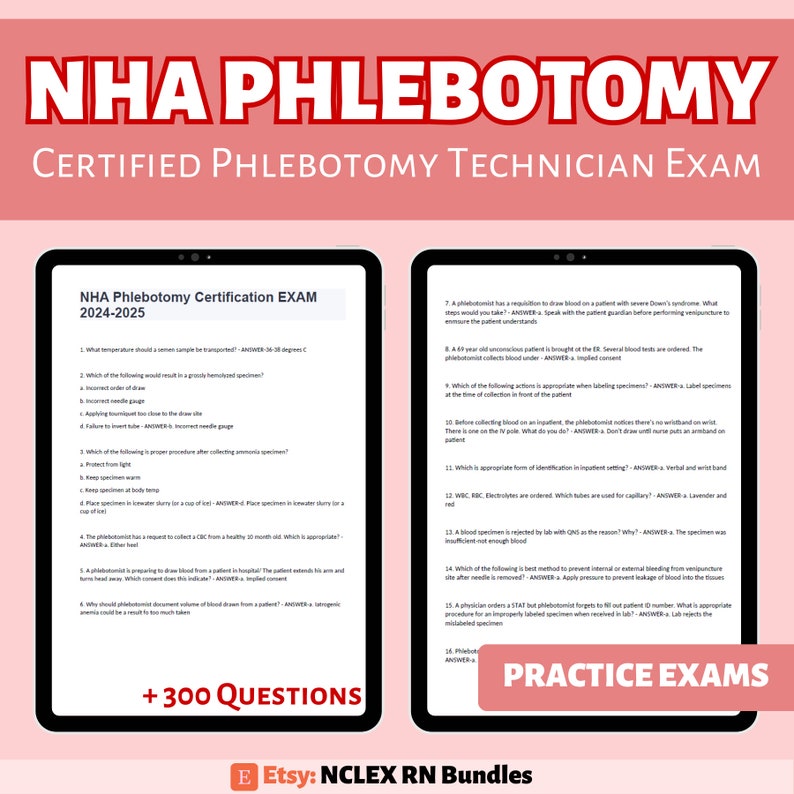 Certified Phlebotomy Technician Exam Bundle 2024-2025 - Instant ...