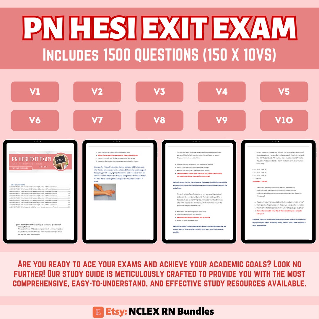 PN HESI Exit Exam 2024-2025 | Includes 1500 Questions (150 X 10vs ...
