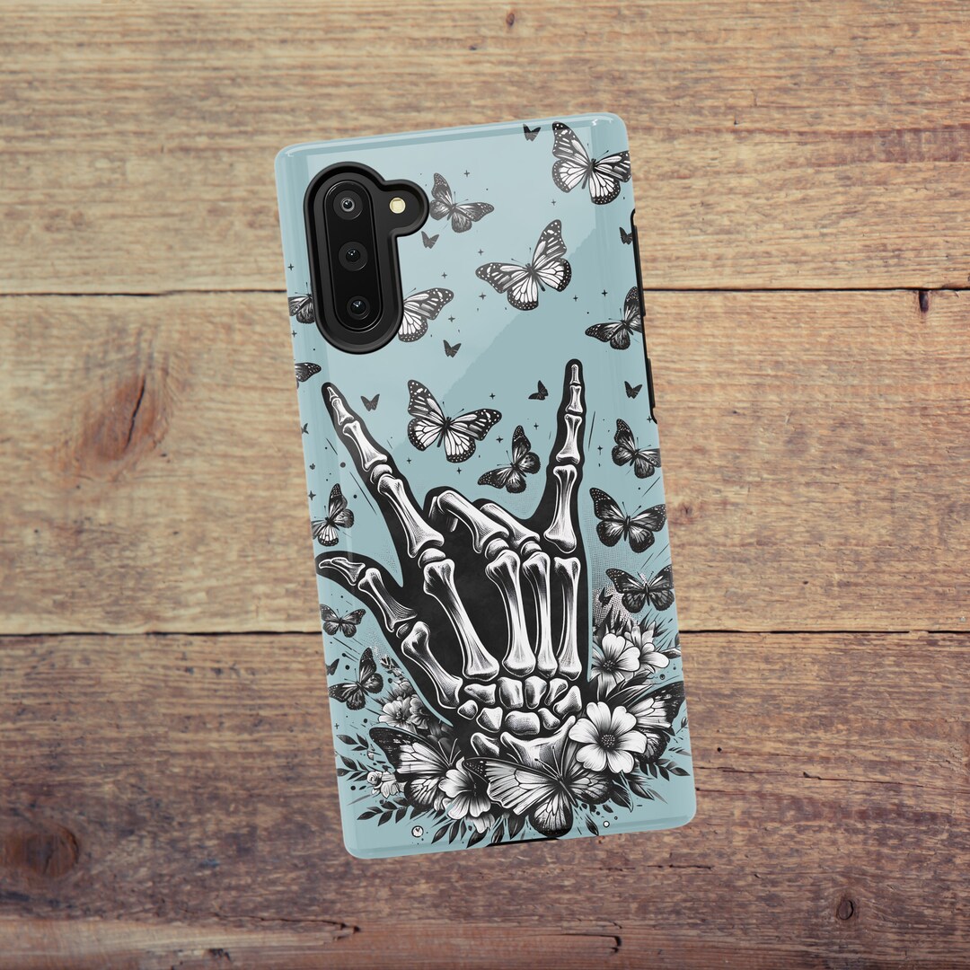Gothic Skeleton Hand Butterfly Phone Case, Mother's Day Gift, Boho ...