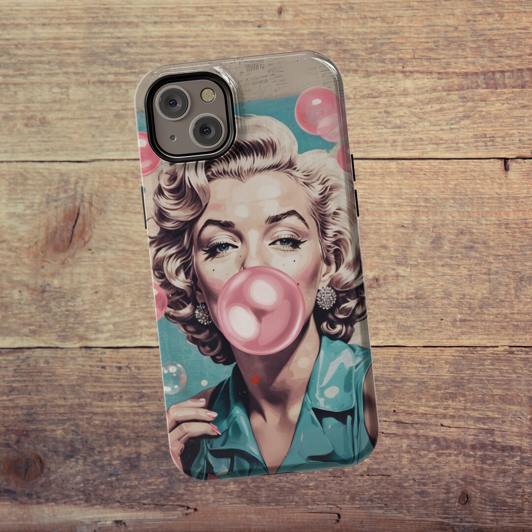 Retro Marilyn Monroe Bubble Gum Phone Case, Blonde Bombshell, Bubble ...