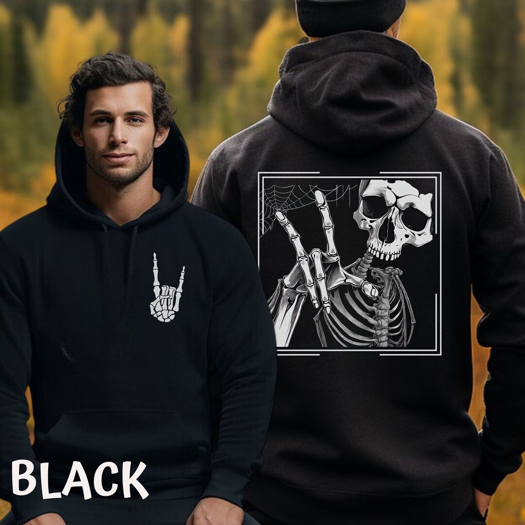 Gothic Skeleton Hoodie, Unisex Ai Skull Halloween Sweatshirt, Goth Ai ...