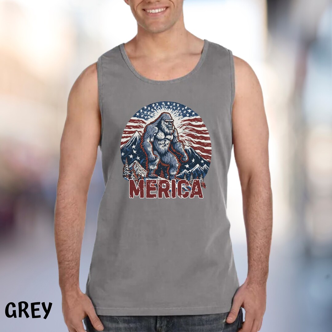 Sasquatch Merica Tank, American Flag Large Tank Top, Pro Trump 2024 ...