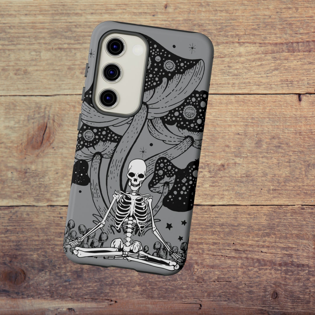 Goth Skeleton & Mushroom Cottage Core Phone Case, Vintage Skeleton ...