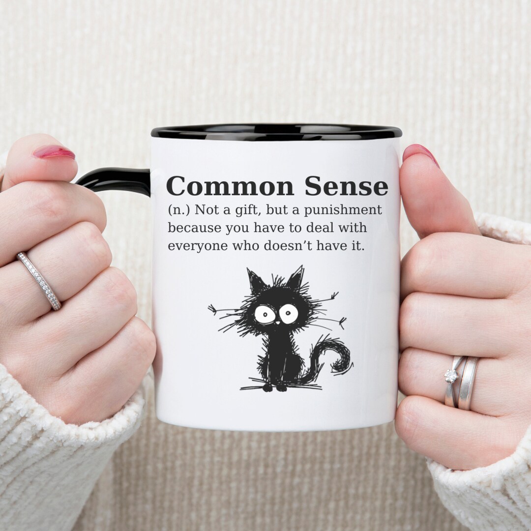 Funny Cat Common Sense Coffee Mug, Dictionary Term Colored Coffee Mug ...