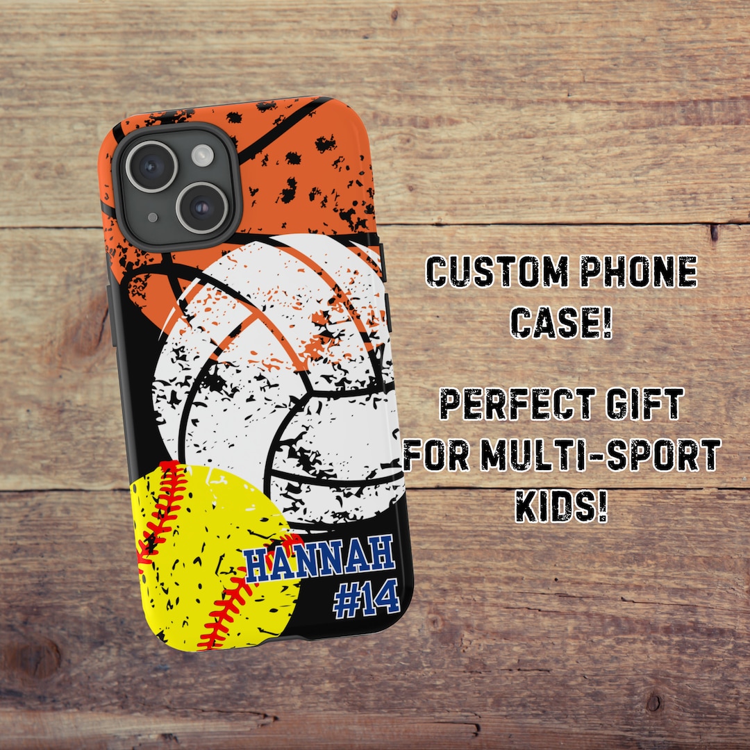Custom Name Sports Phone Case, Personalized Name & Number Multi-sports ...
