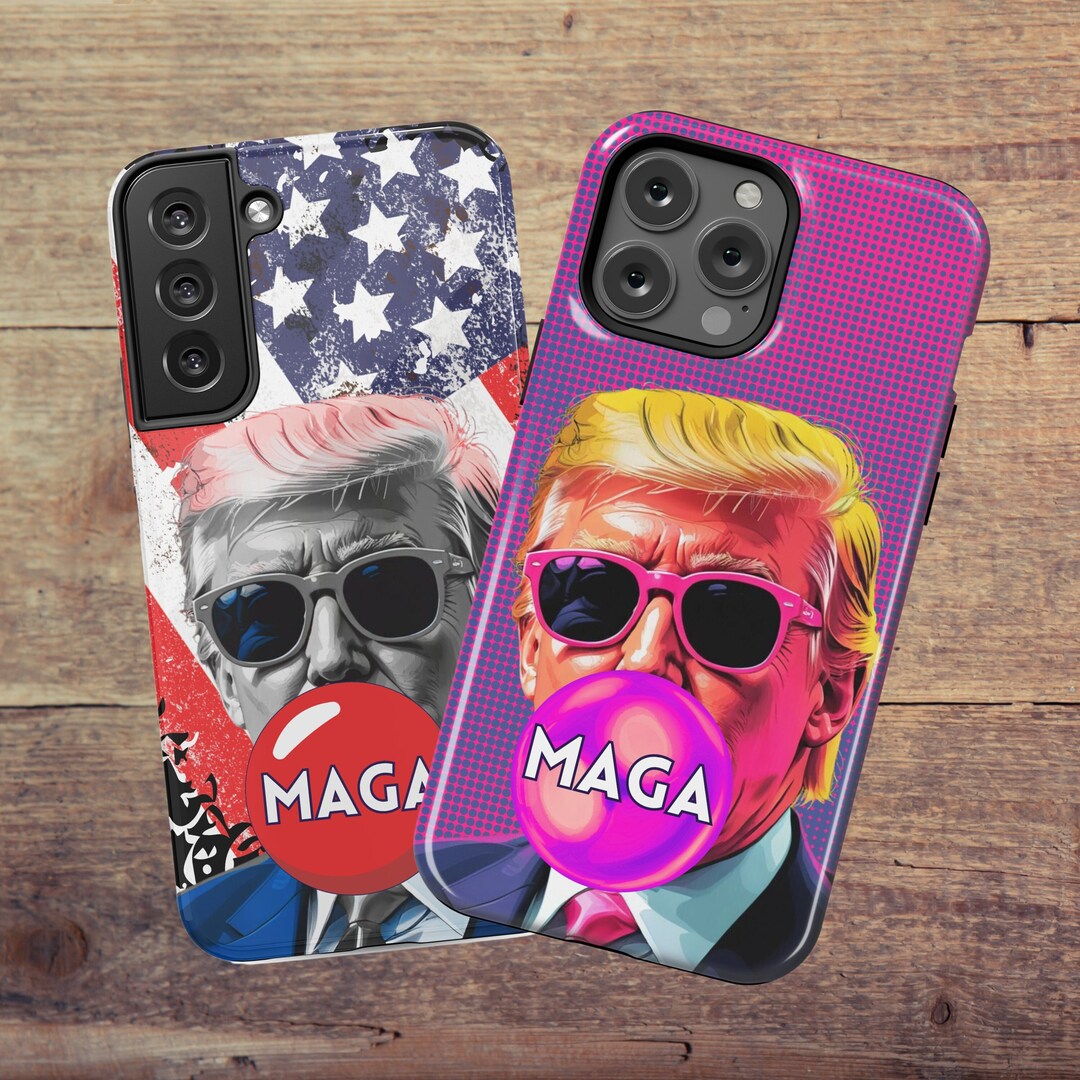 Retro MAGA Trump 2024 Phone Case, Patriotic Merica Case, Bubble Gum ...