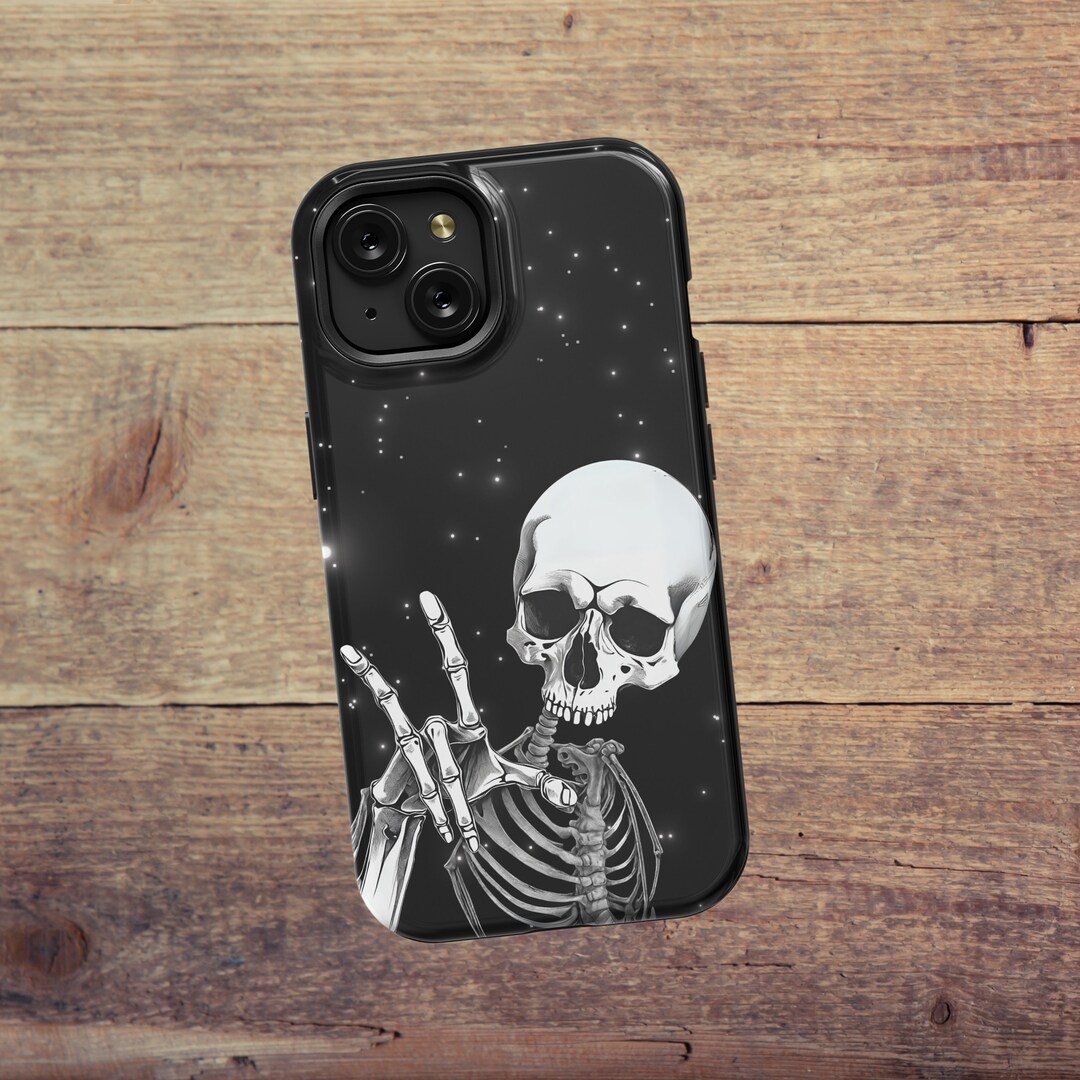 Creepy Gothic Skeleton Hard Phone Case, Halloween Ai Skeleton Phone ...