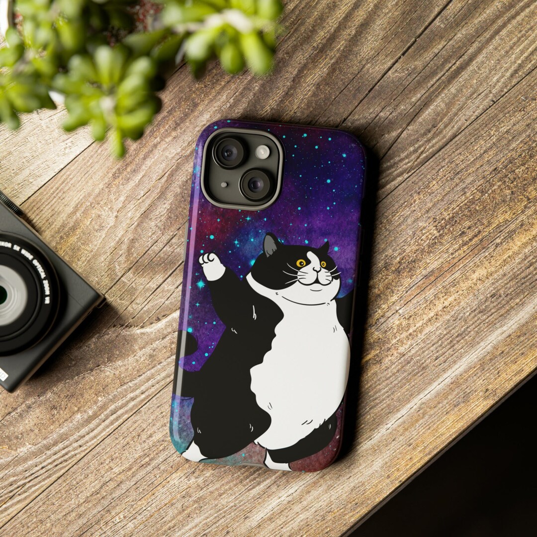 Funny Fat Cat Phone Case, Fat Cat in Space, Funny Cat Phone Case, Cute ...