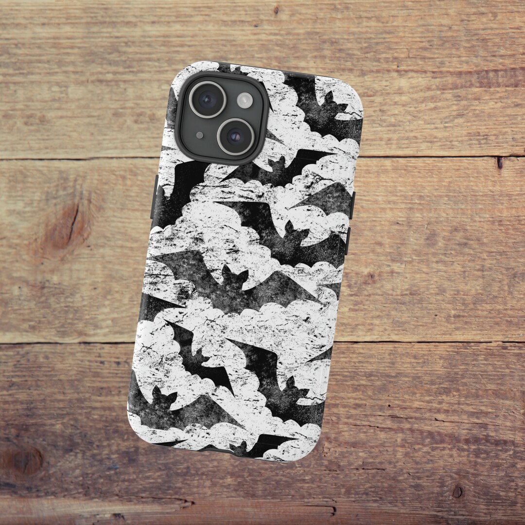 Gothic Halloween Bat Phone Case, Cool Bat Pattern Tough Case, Black ...