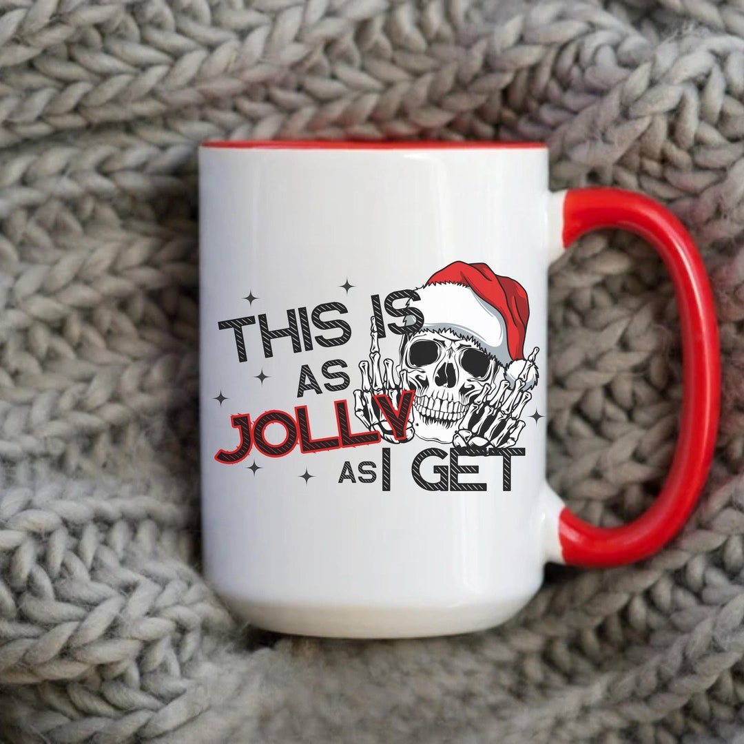 Funny Skeleton Middle Finger Jolly AF Christmas Coffee Cup, Retro ...