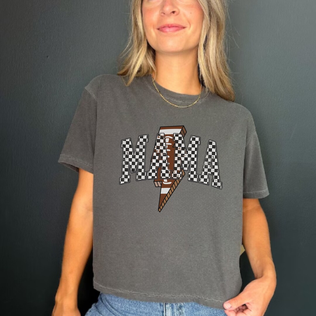 Retro Checkered Football Mom Boxy Tee, Mother's Day Gift, Football ...