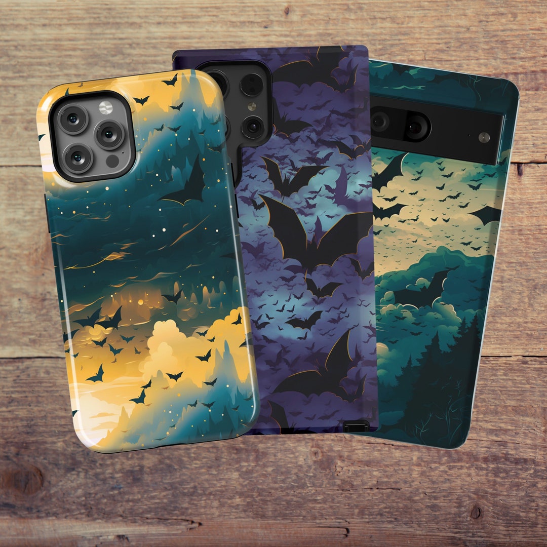 Gothic Bat Pattern Halloween Phone Case, Halloween Bat Tough Phone Case ...