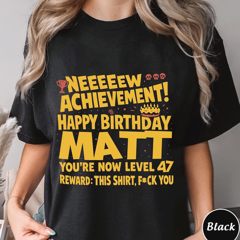 Personalized Gamer Birthday Level up Achievement Shirt,trending Unisex ...