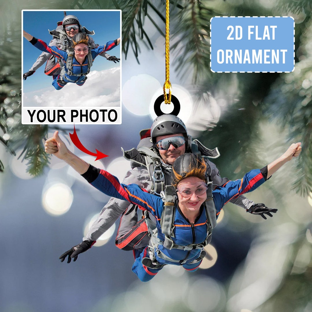 Personalized Photo Skydiving Ornament, Acrylic 2D Ornament, Christmas ...