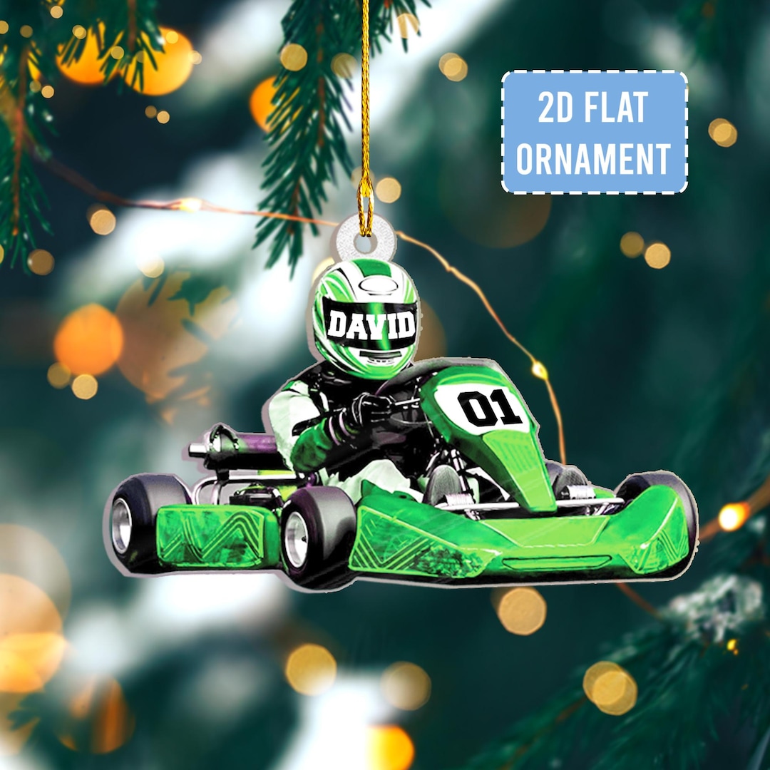 Personalized Go Kart Racer Ornament With Name and Number, Custom ...