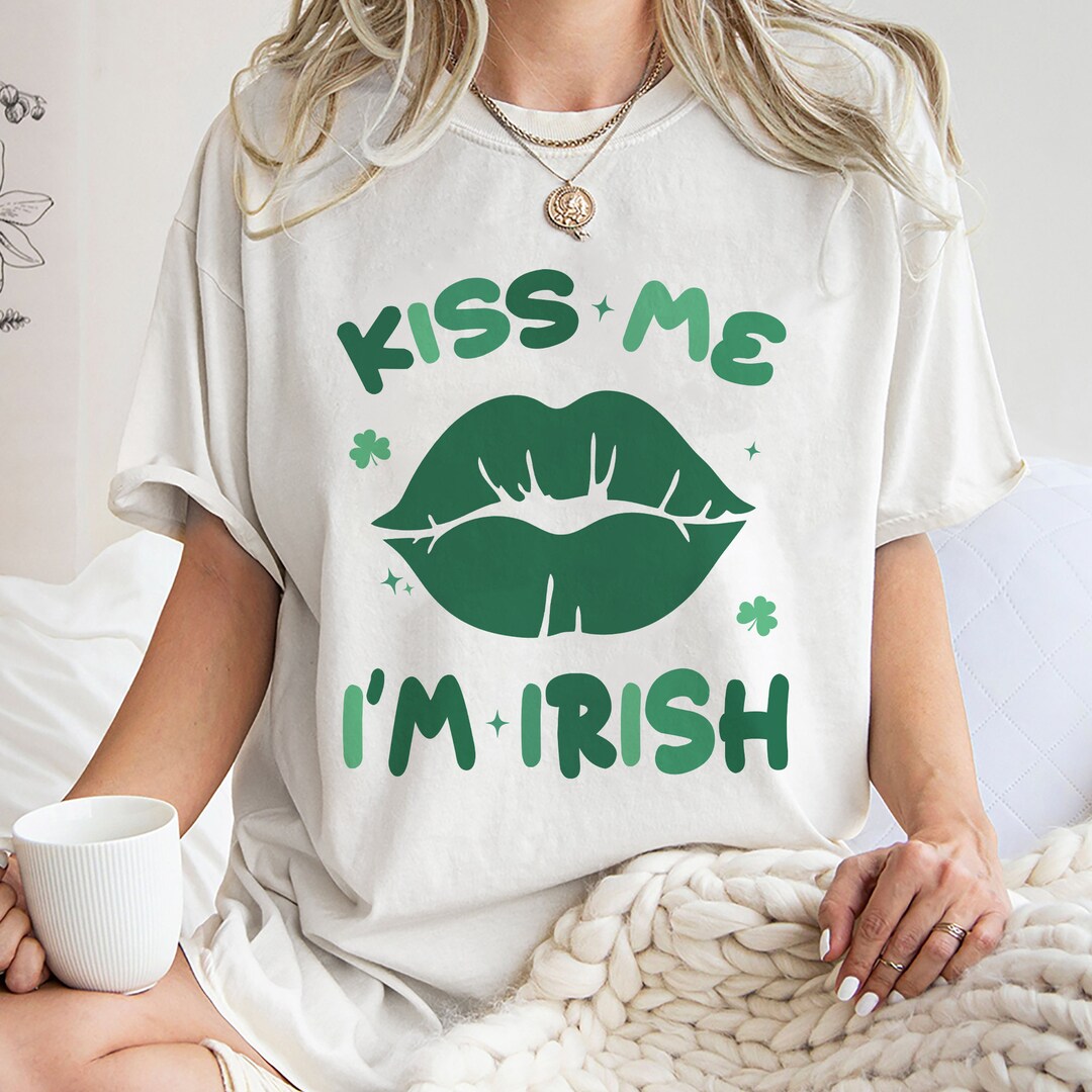 Kiss Me I'm Irish Shirt, Green Shamrock St Patricks Hoodie, Unisex St ...