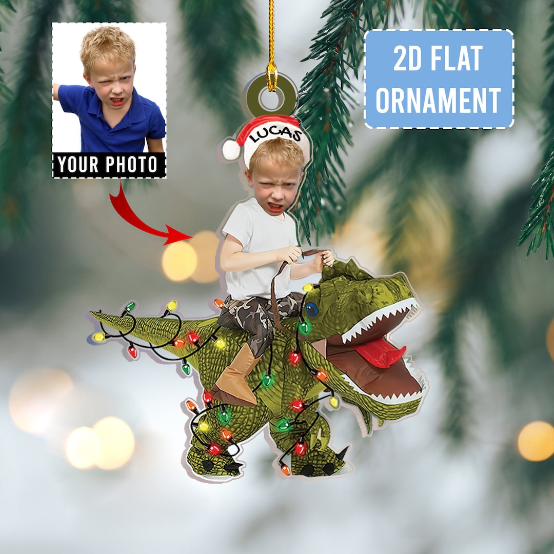 Personalized Dinosaurs Christmas Ornament, Acrylic 2D Ornament, Cute ...