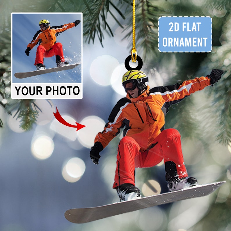 Personalized Snowboarding Family Photo Ornament, Acrylic 2D Ornament ...